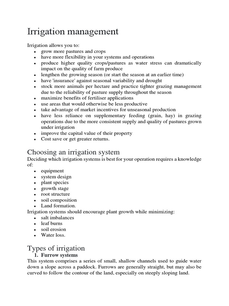 Irrigation Management | PDF | Irrigation | Soil