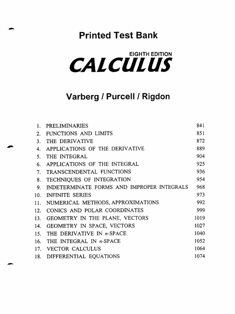Complete Testbank 8e Calculus Varberg Purcell Rigdon | PDF | Tangent ...