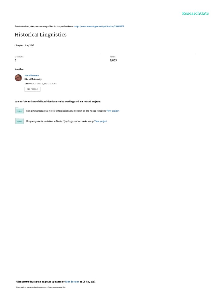 Historical Linguistics: Koen Bostoen | PDF | Stratigraphy | Linguistics