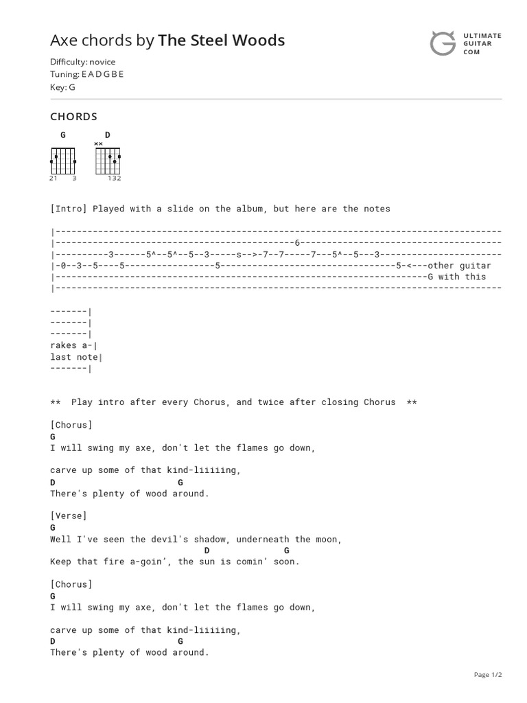 Axe Chords by The Steel Woodstabs at Ultimate Guitar Archive | PDF ...