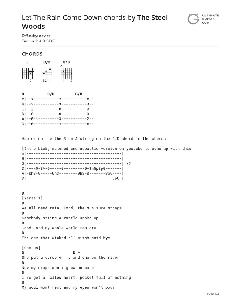 Woods: Let The Rain Come Down Chords by The Steel | PDF | Song ...