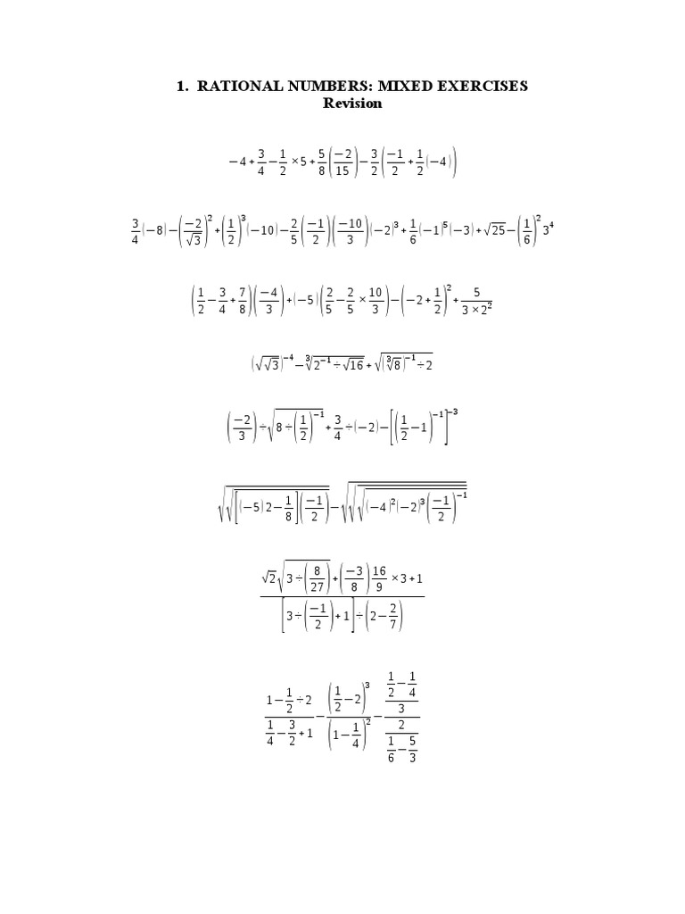 01 Rational Numbers (Revision) | PDF