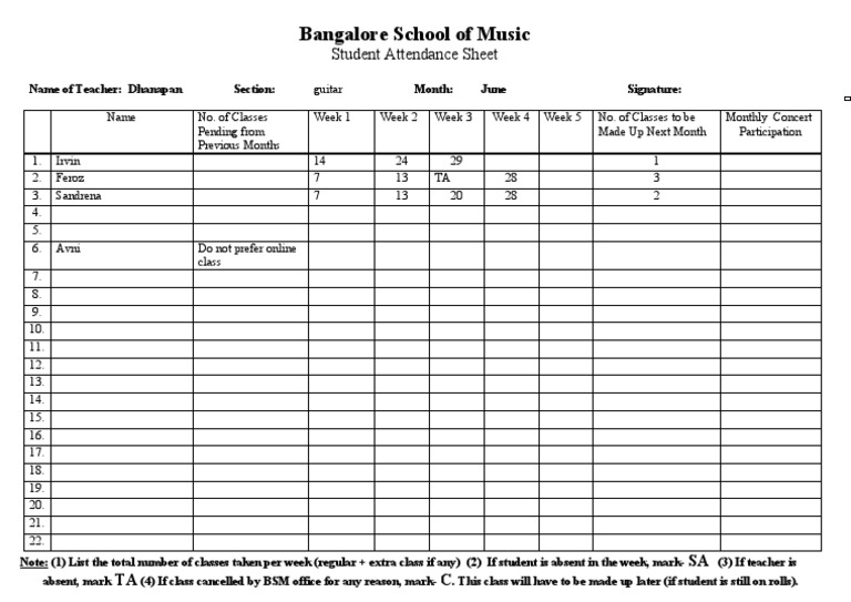 June Attendance | PDF