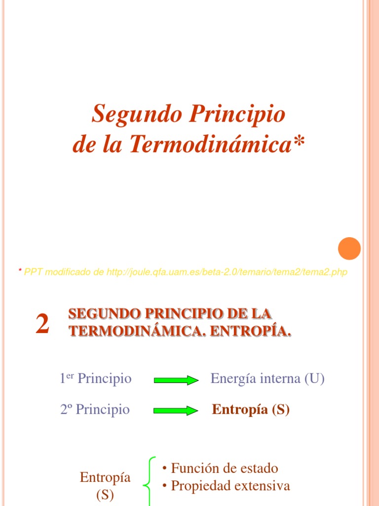 Segundo Principio de La Termodinamica | PDF | Entropía | Termodinámica