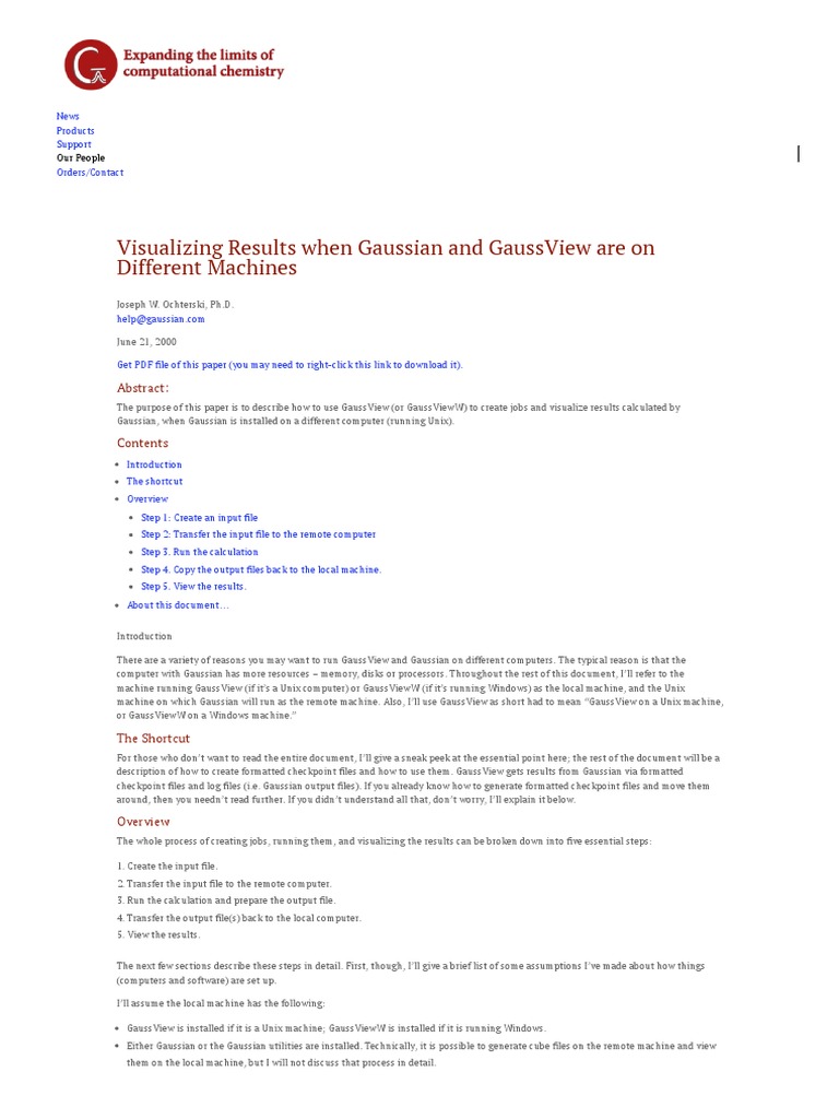 Visualizing Results When Gaussian And Gaussview Are On Different
