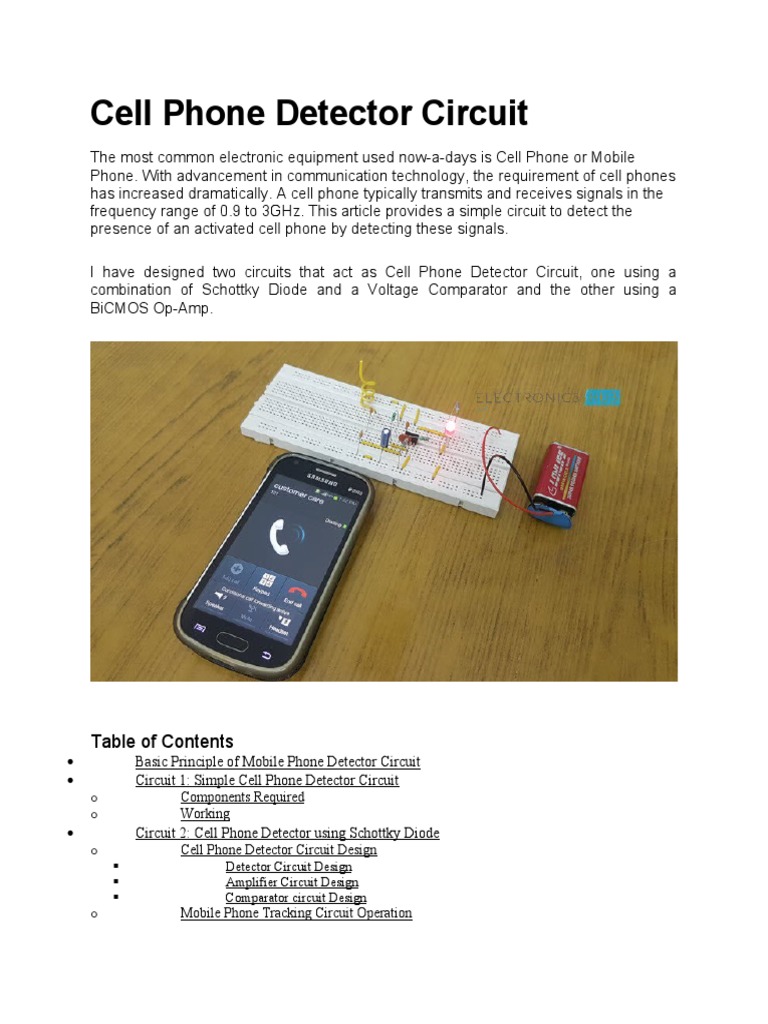 Cell Phone Detector Circuit | PDF | Bipolar Junction Transistor ...