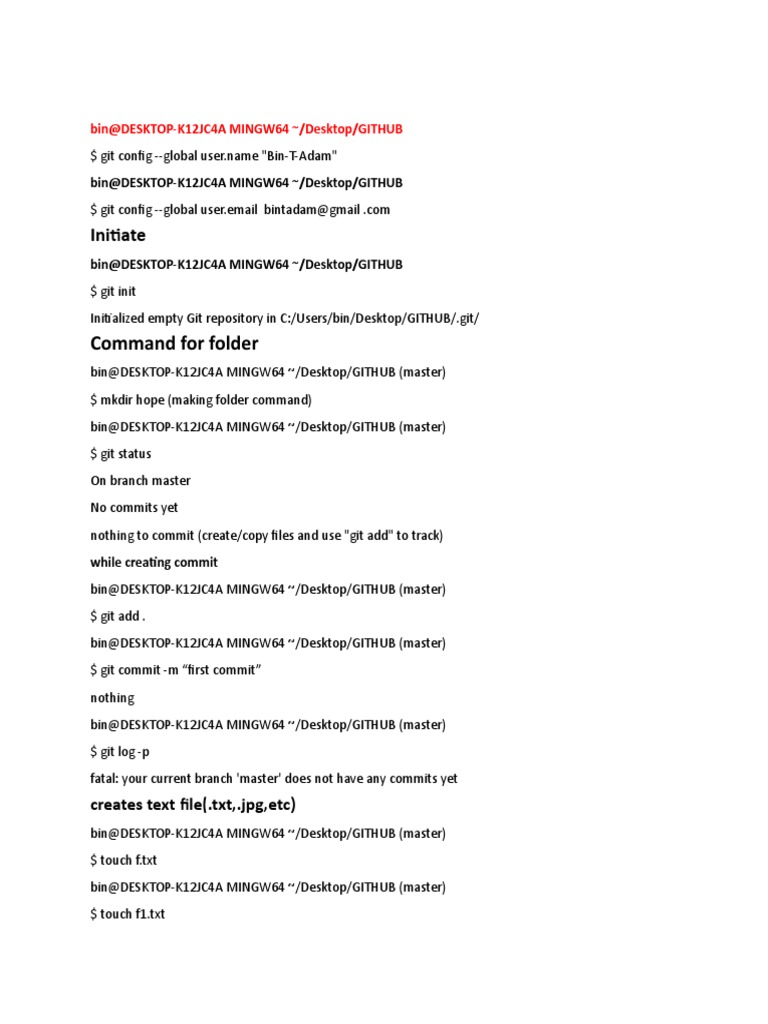 Command For Folder: Initiate | PDF | Text File | Computer File