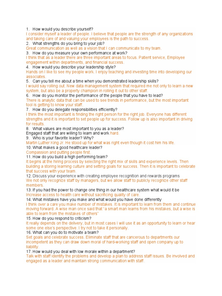 Interview With A Leader Download Free Pdf Leadership Health Care