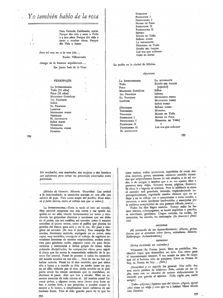 Carballido, E. Yo Tambien Hablo de La Rosa | PDF