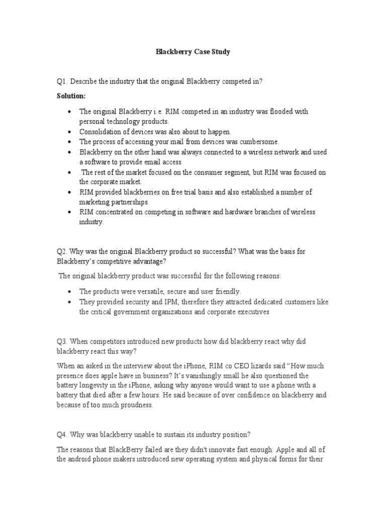 Blackberry Case Study | PDF | Blackberry | Black Berry Limited