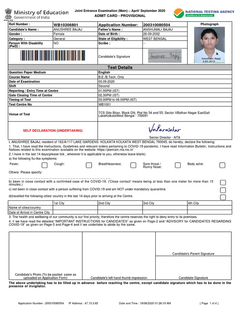 WB10306801 Application Number: 200310080504: Test Details | PDF