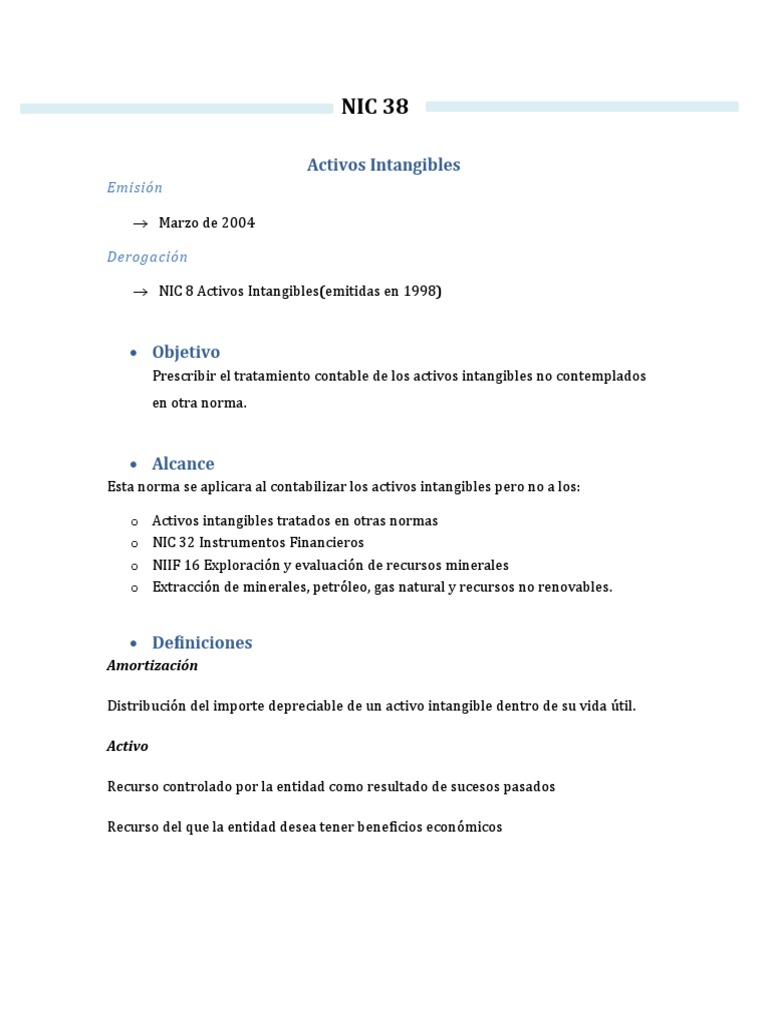 NIC 38 - Resumen | PDF | Activo intangible | Beneficio (economía)