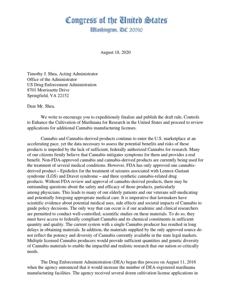 Marijuana Letter To DEA | PDF | Drug Enforcement Administration ...