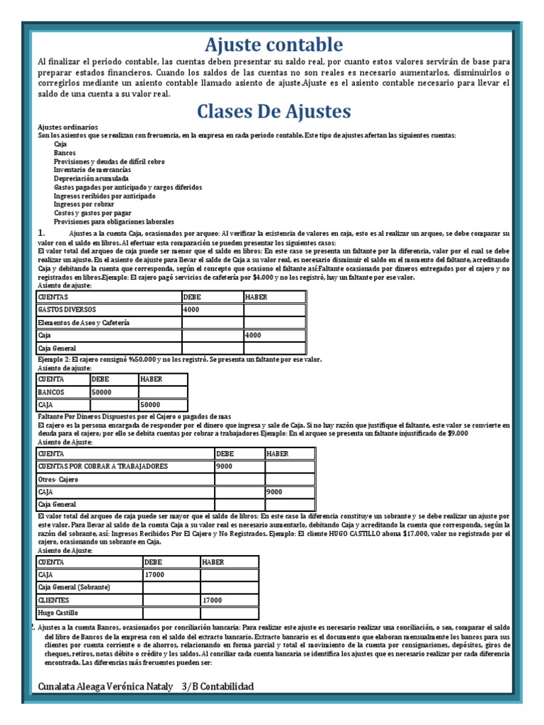 Ajuste Contable Pdf Contabilidad Tarjeta De Débito