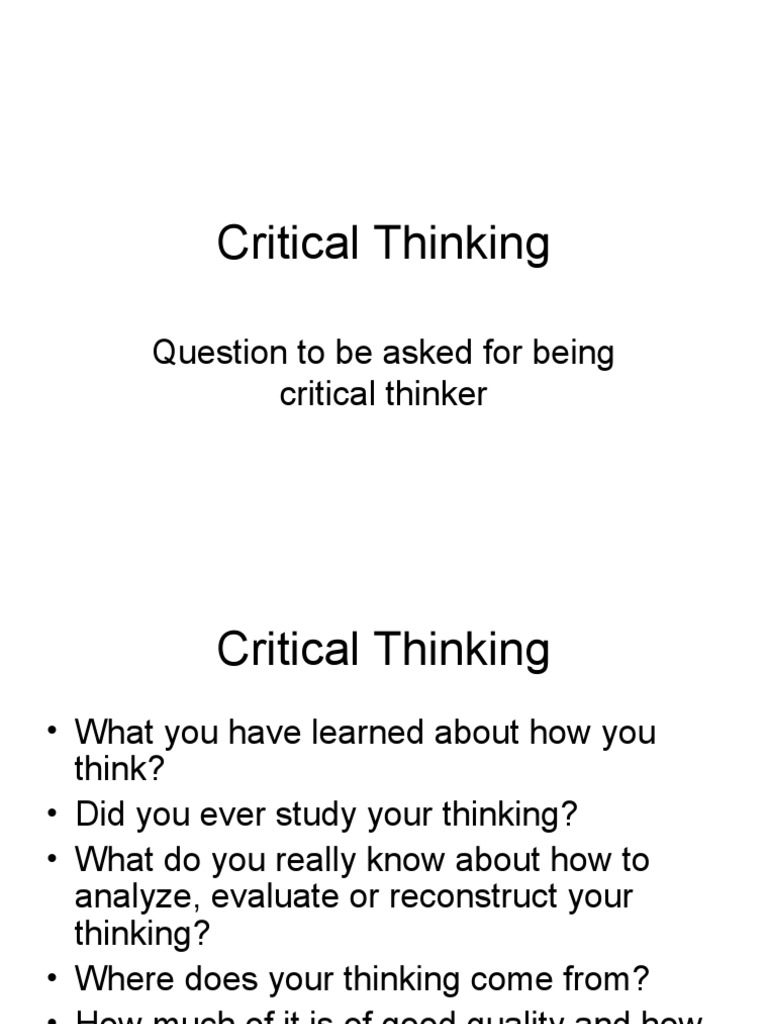 Mastering Critical Thinking Skills | PDF | Question | Critical Thinking