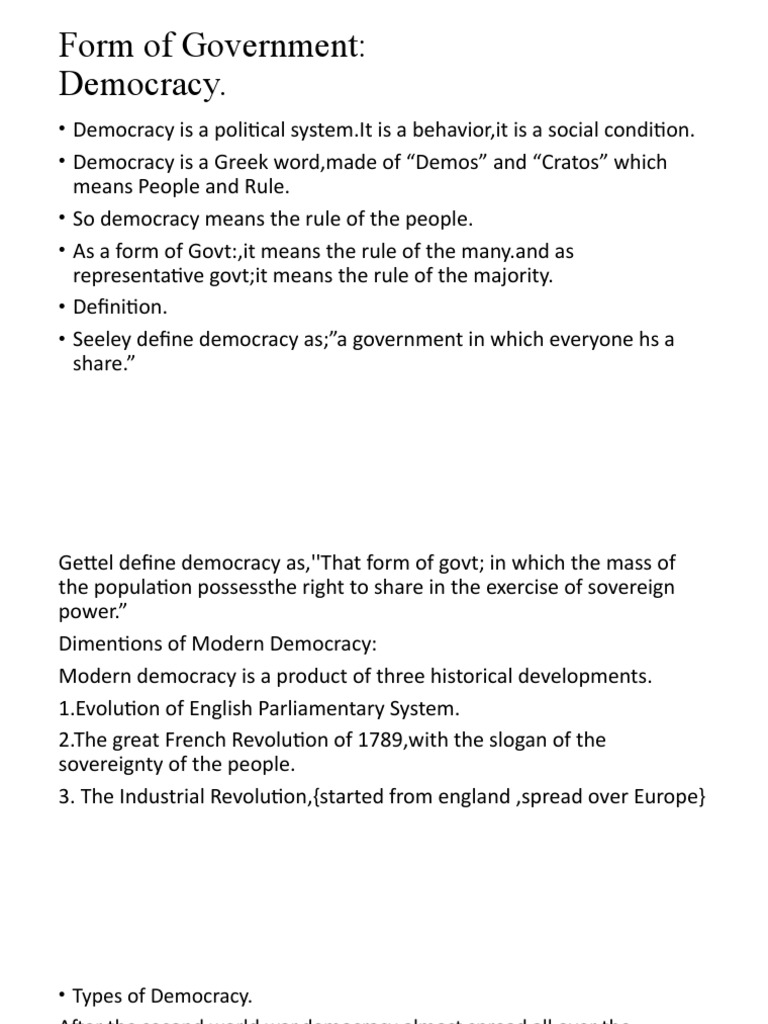 Form of Government: Democracy | PDF | Sovereignty | Democracy