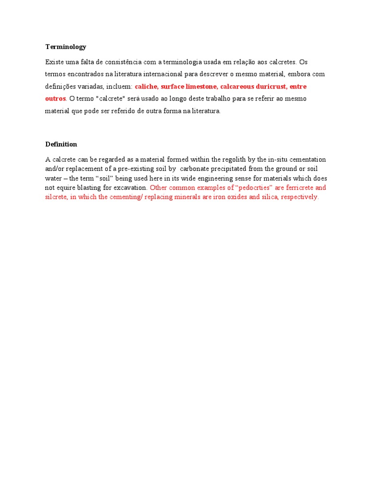 Caliche, Surface Limestone, Calcareous Duricrust, Entre Outros | PDF ...