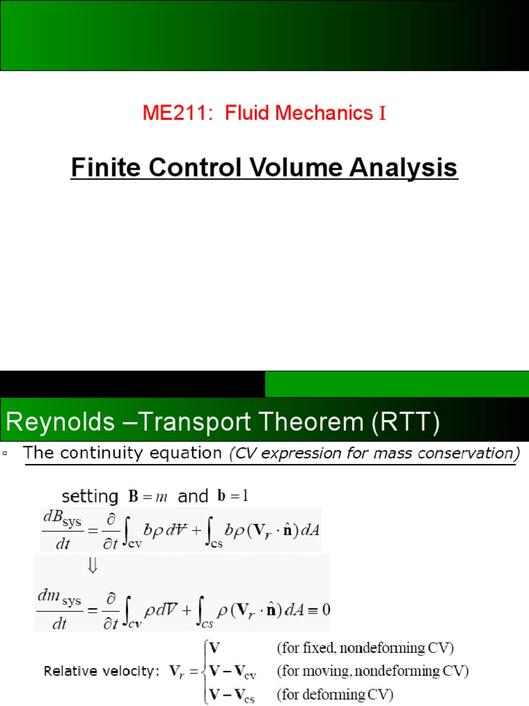 Application of the Finite Control Volume Approach and Reynolds ...