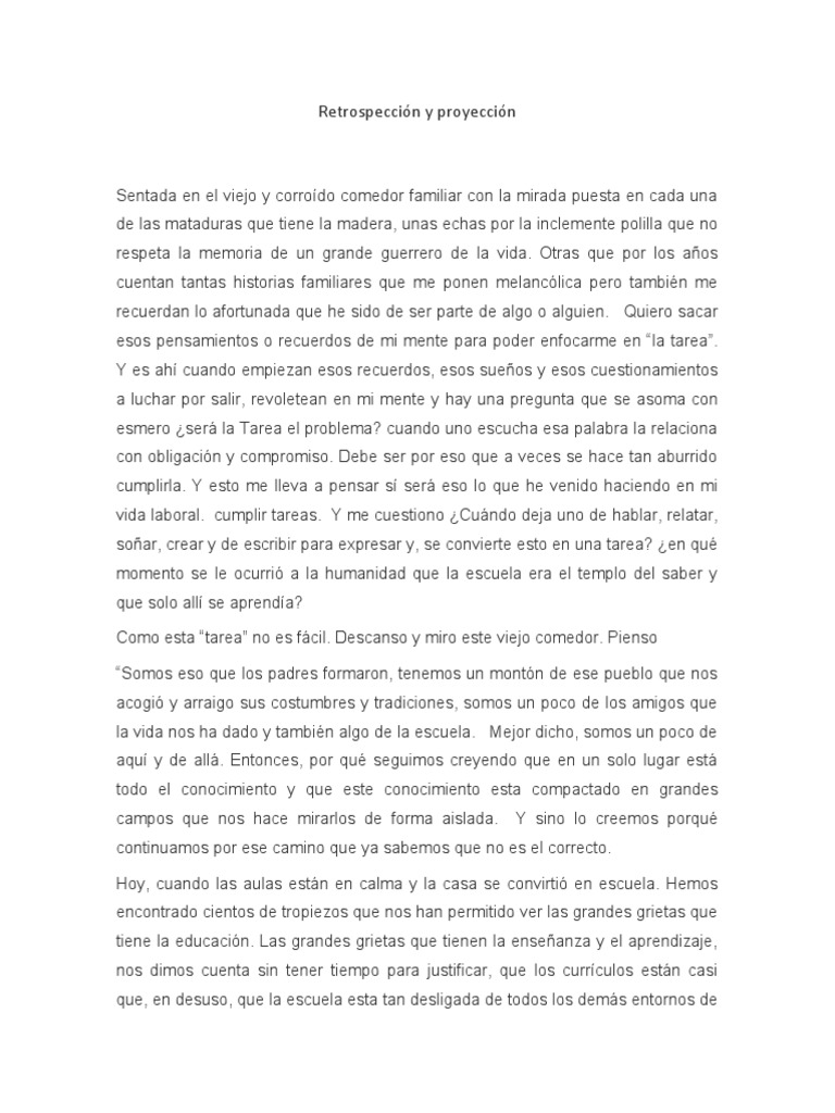 Retrospección y Proyección | PDF | Modificación de comportamiento ...