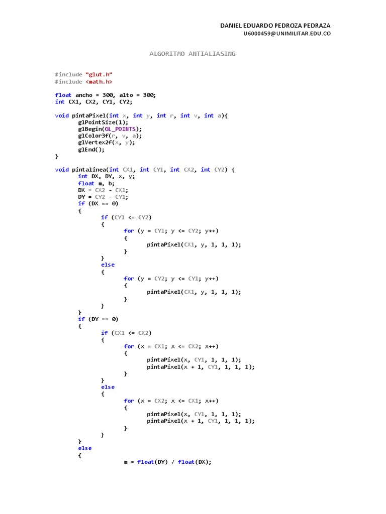 Algoritmo Antialiasing | PDF