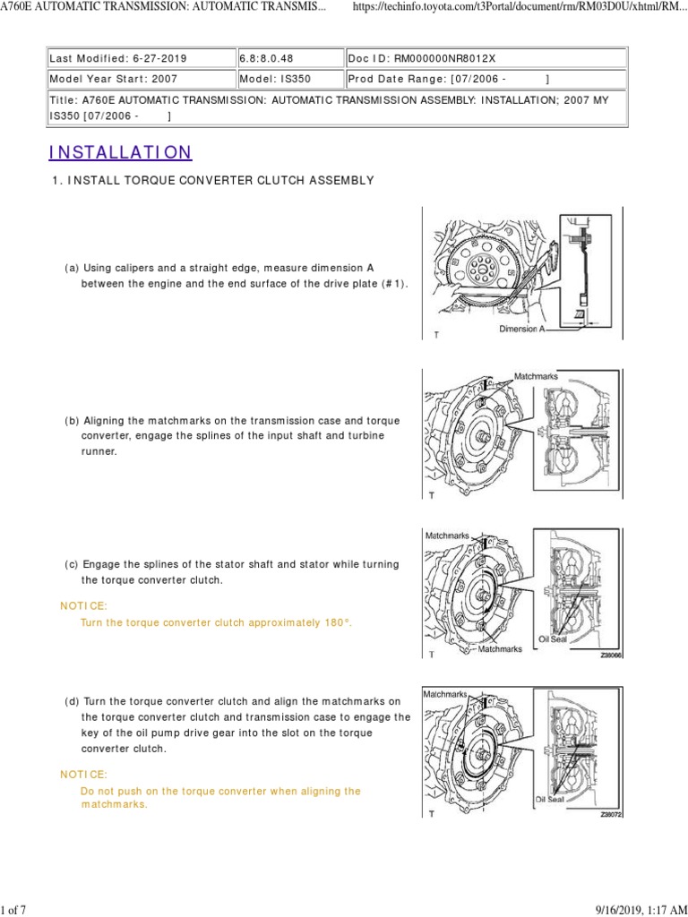 A760E Auto Trans - Installation | PDF | Transmission (Mechanics ...