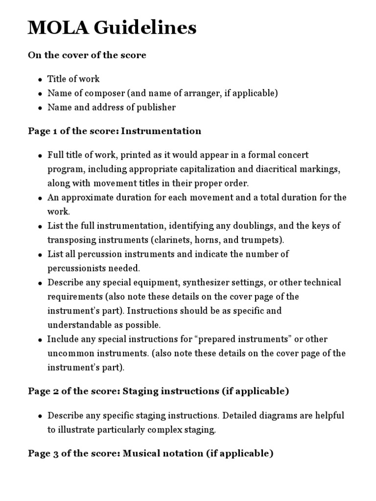 Guidelines For Music Preparation | PDF | Orchestras | Musical Instruments