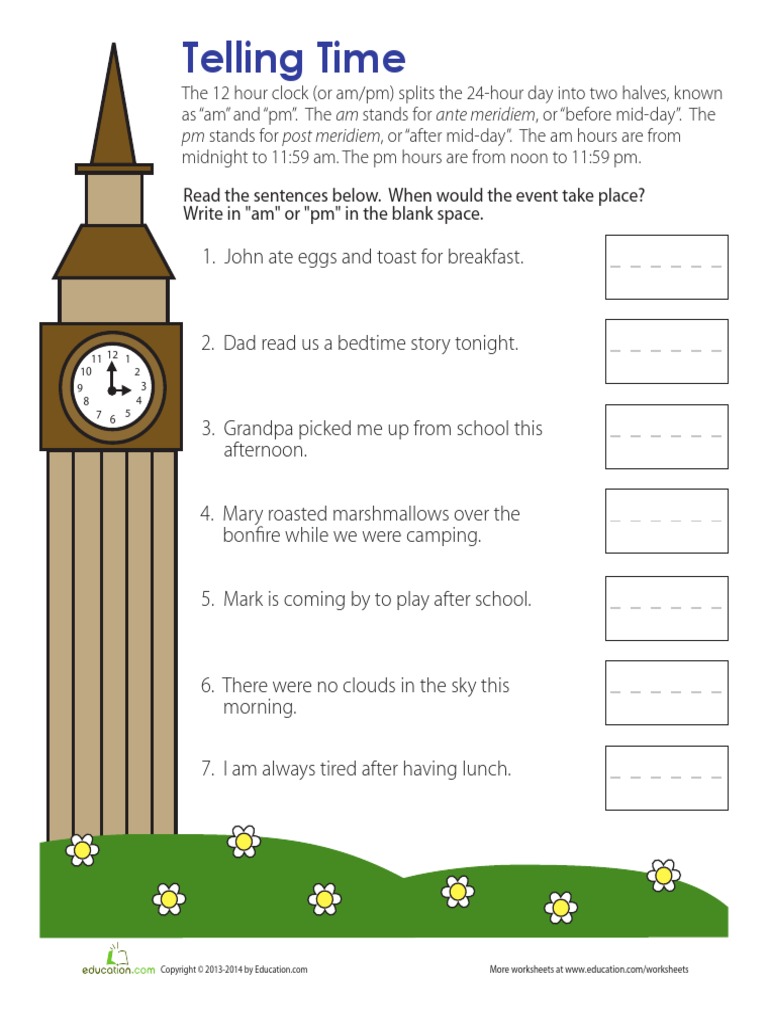 Telling Time Am or PM | PDF