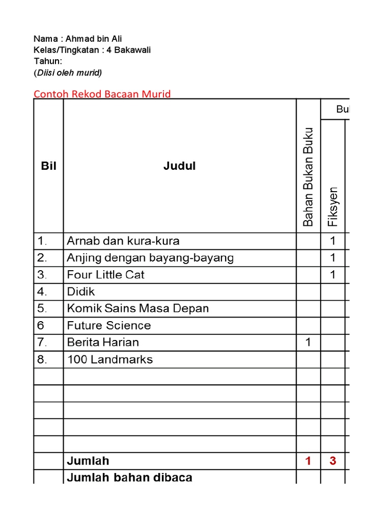 Template Nilam Murid 2020 | PDF