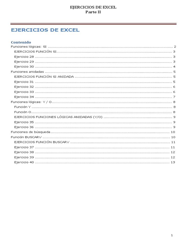 Funciones anidadas en Excel: Ejercicios prácticos | PDF | Microsoft ...