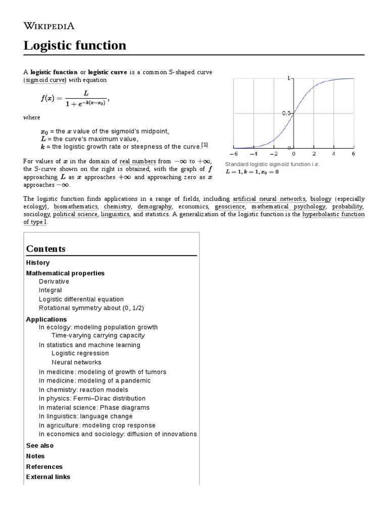 Logistic Function: History Mathematical Properties | PDF | Logistic Function | Teaching Mathematics