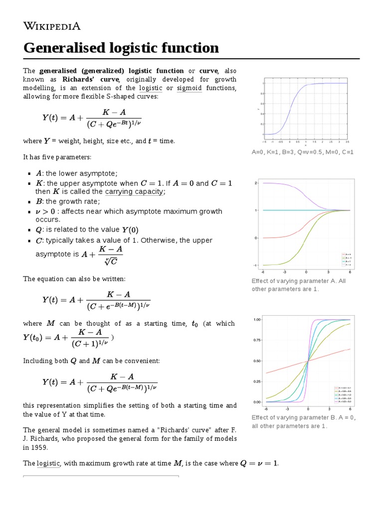 Generalised Logistic Function | PDF | Logistic Function | Mathematical ...