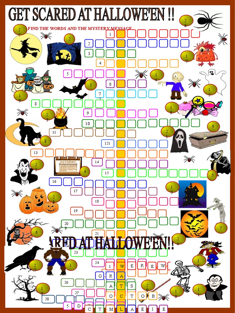 Gat Scared at Halloween Crossword 2 With Key Crosswords - 91661 | PDF