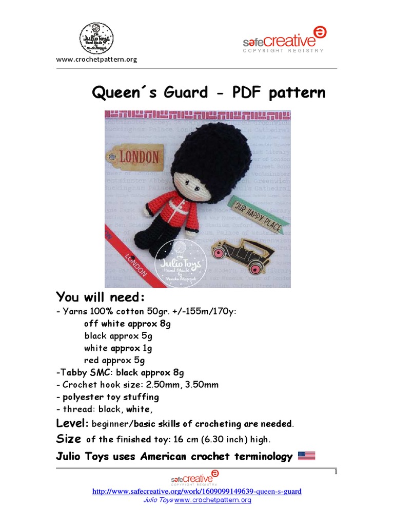 Queen Queen S Guard - PDF Pattern Pattern: You Will Need: You Will Need ...