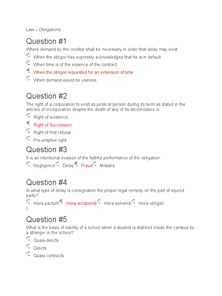 Question #1: When The Obligor Requested For An Extension of Time | PDF ...