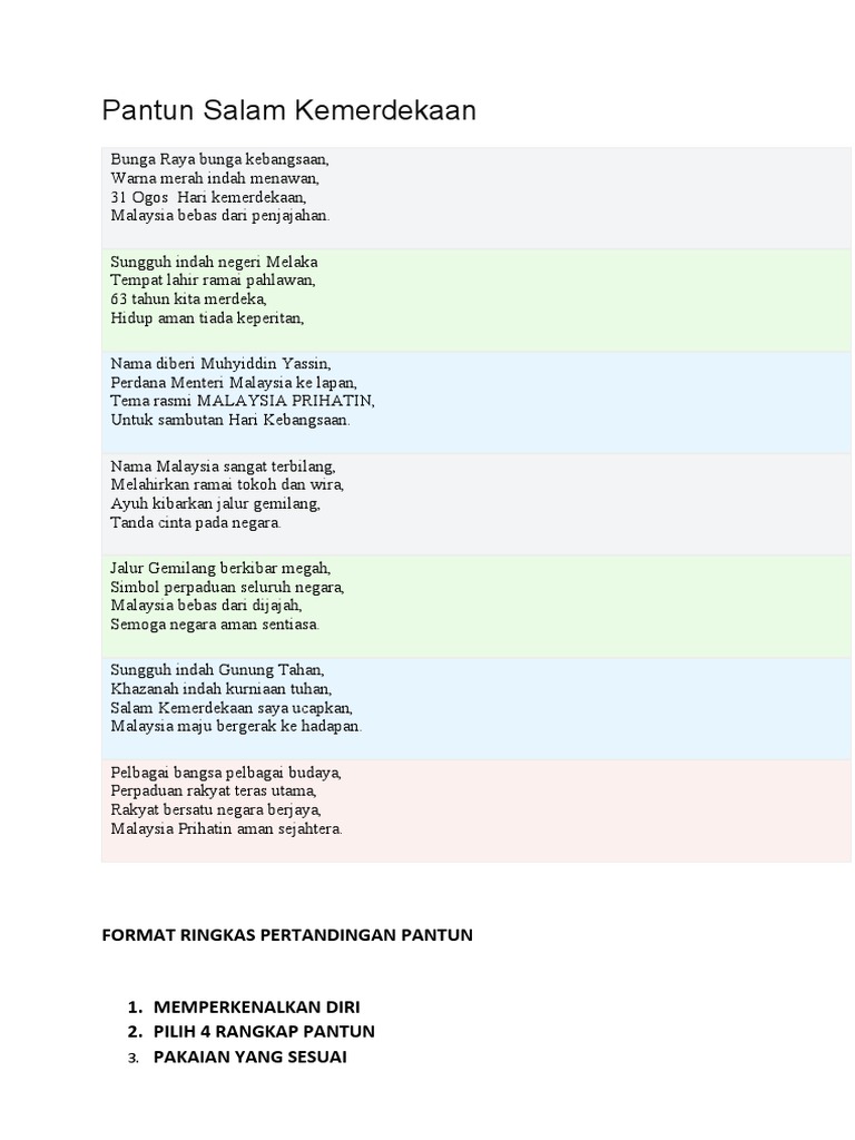Pantun Salam Kemerdekaan | PDF