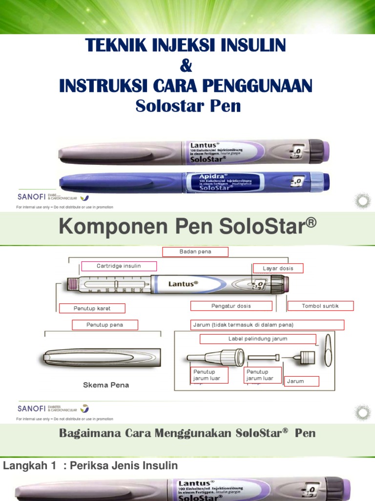TEKNIK INJEKSI INSULIN & INSTRUKSI CARA PENGGUNAAN Solostar Pen | PDF