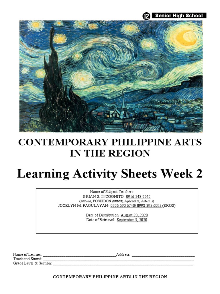Learning Activity Sheets Week 2: Contemporary Philippine Arts in The ...