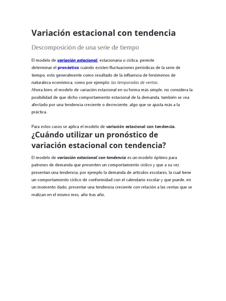 Pronóstico de demanda estacional con tendencia | PDF | Estacionalidad ...