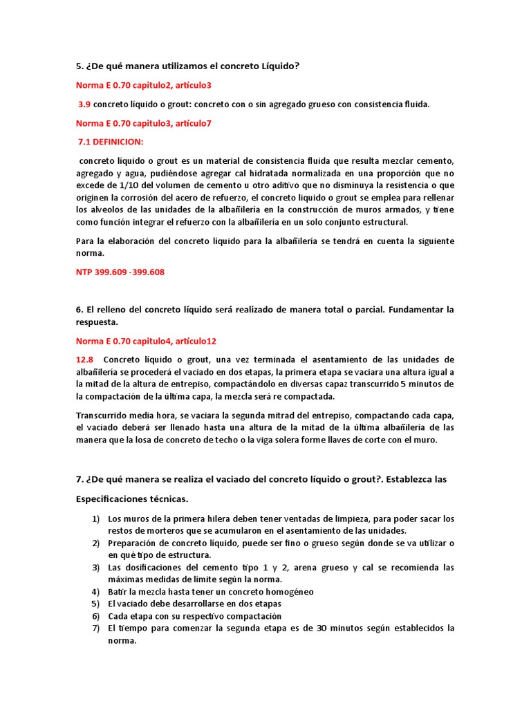 Uso y Vaciado del Concreto Líquido | PDF | Hogar, jardinería y bricolaje