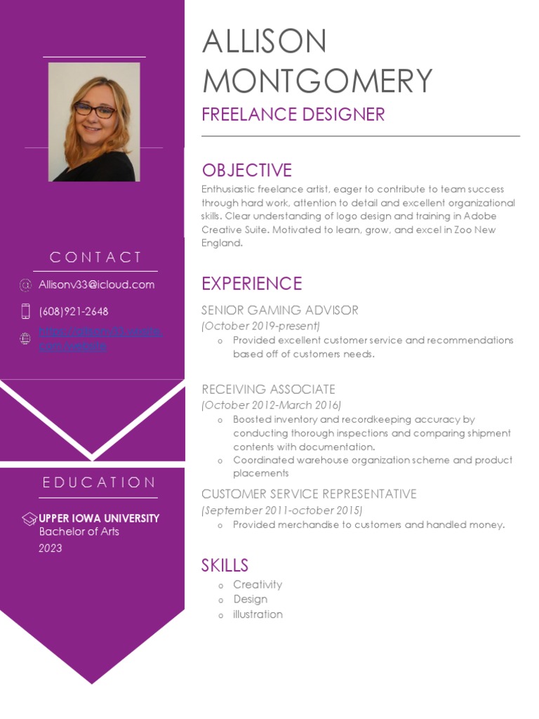 Allison Montgomery: Freelance Designer Objective | PDF