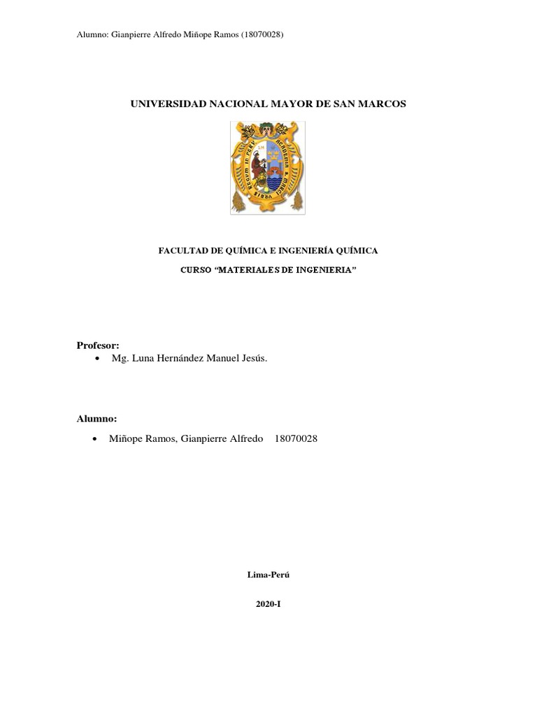 Gianpierre Alfredo Miñope Ramos PDF | PDF | Bronce | Cobre