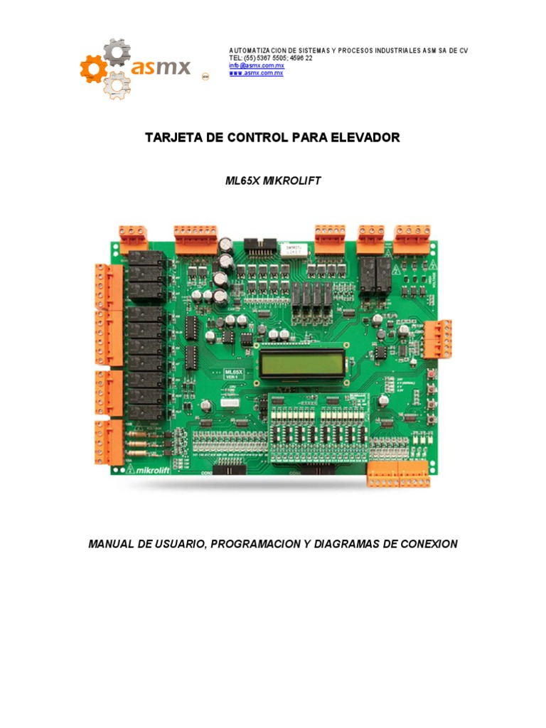Manual de usuario, programación y diagramas de conexión para el controlador ML65X de elevadores ...