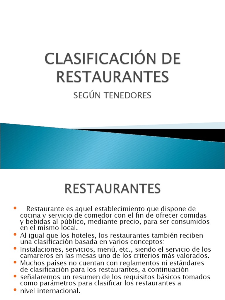 Clasificación de Restaurantes | PDF | Cocina | Hotel