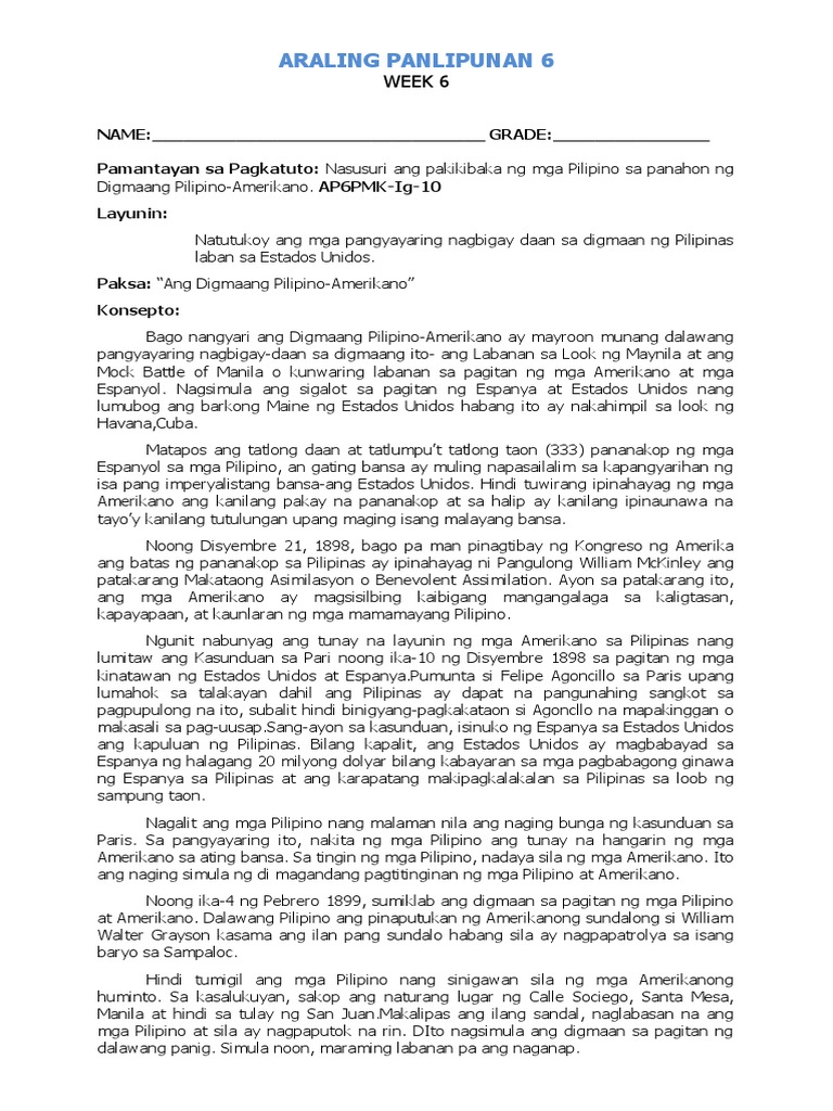 Ap6 Activity Sheet Week 6 | PDF