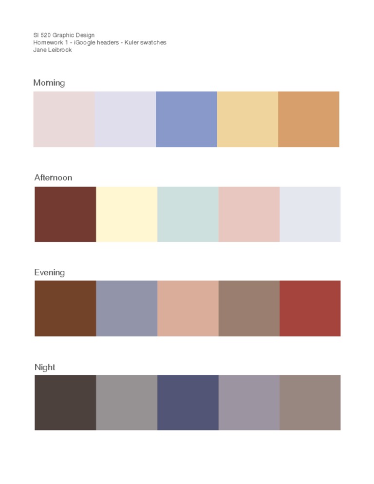 Homework 1 - Igoogle Headers (Color Swatches) | PDF