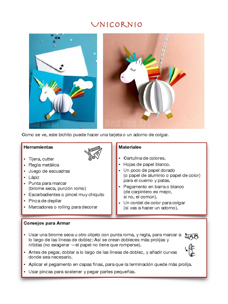 Cómo hacer un unicornio de papel | PDF | Naturaleza