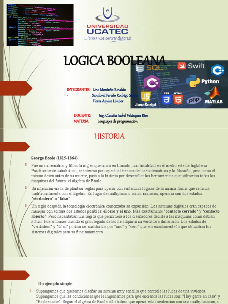 LOGICA BOOLEANA Presentación | PDF | Álgebra de Boole | Enseñanza de ...