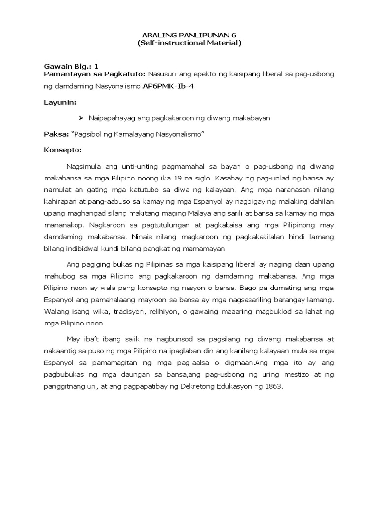 Ap6 Activity Sheet Week 1 | PDF