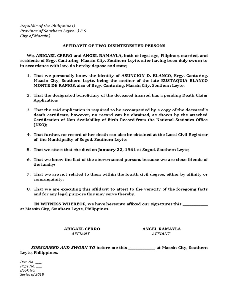 Joint Affidavit of No Record | PDF