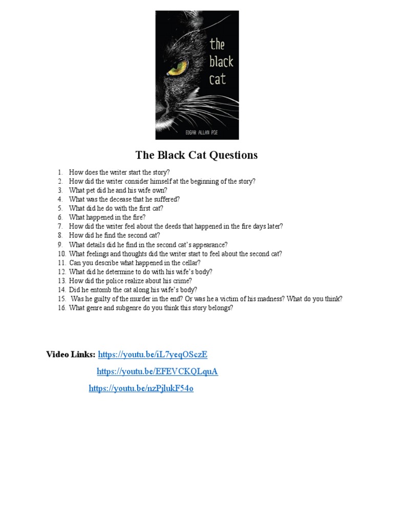 Analysis of "The Black Cat" Questions | PDF | Mystery, Thriller & Crime ...